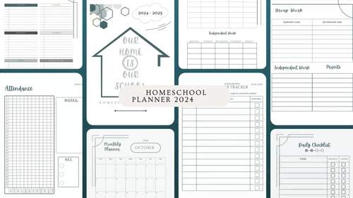 Homeschool planner 2024, record keeping, monthly, weekly, daily schedule