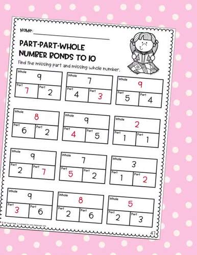 Christmas Number Bonds to 10 Part-Part-Whole Worksheets Missing Whole ...