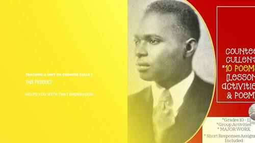 COUNTEE CULLEN'S "10 POEMS" [LESSON ACTIVITIES & POEMS] | TPT