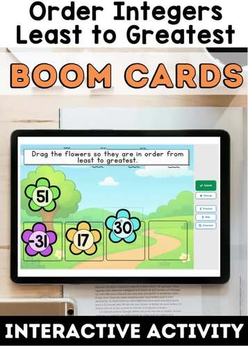 Boom Cards: Ordering Integers (Least to Greatest by Math and Glitter
