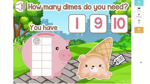 Boom Cards™ Make a Dollar With Dimes by et cetera Primary Goods | TpT