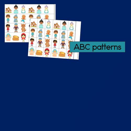 Fairy Tale Patterns Math Center with AB, ABC, AAB & ABB patterns