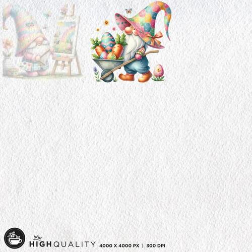 Watercolor Easter Gnomes Clipart, 30 Cute Pastel Easter Gnome PNG files