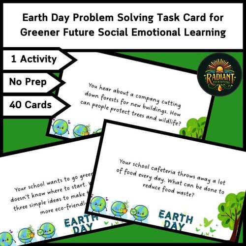 Earth Day Problem Solving Task Card for Greener Future Social Emotional ...