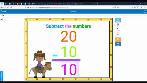 Subtract Multiples of Tens Boom Cards 1st Grade Digital Math Centers