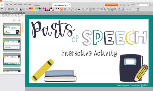 Parts of Speech-Labeling Activity for Promethean Board or Panel ...
