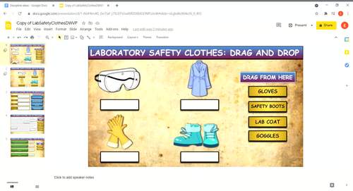 Laboratory Safety Clothes:Drag & Drop Worksheet:Google Slides, Distance ...