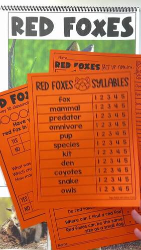 All about Red Foxes Nonfiction Reading Comprehension, Writing, Craft ...