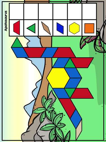 Dinosaur Tangram Puzzle & Shape Count Activity Designed for PreK and Kinder