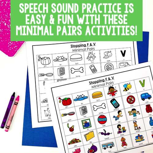Minimal Pairs Mini Pictures and Practice Worksheets for Speech Therapy