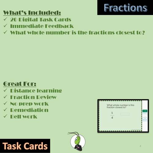 Number Sense Fractions Closest to Boom Digital Task Cards | TPT