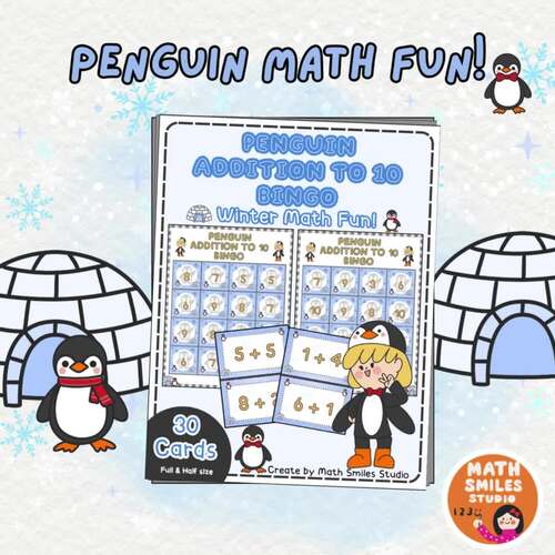 Penguin Addition to 10 Bingo Game (4x4) | Winter Math Activity | K-1st ...