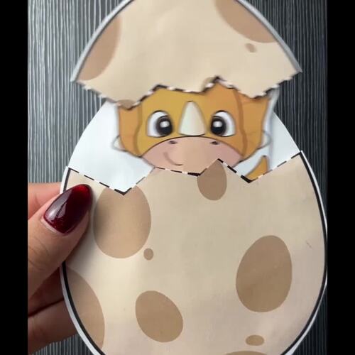 Dinosaur Egg Papercraft Puppet | Peek-a-Boo Dinosaur Craft with Craft Stick