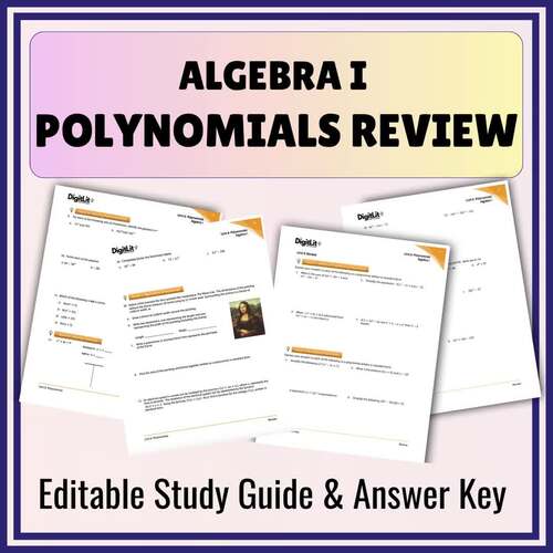 Factoring Polynomials Editable Algebra Review Worksheets,Study Guide ...