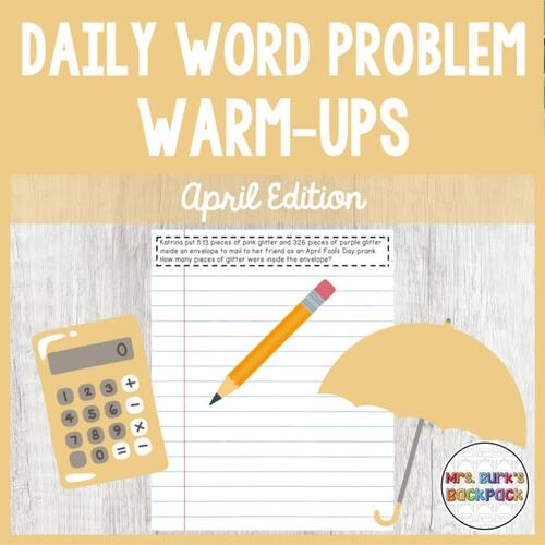APRIL Daily Addition & Subtraction Math Word Problem Warm-Ups | TPT