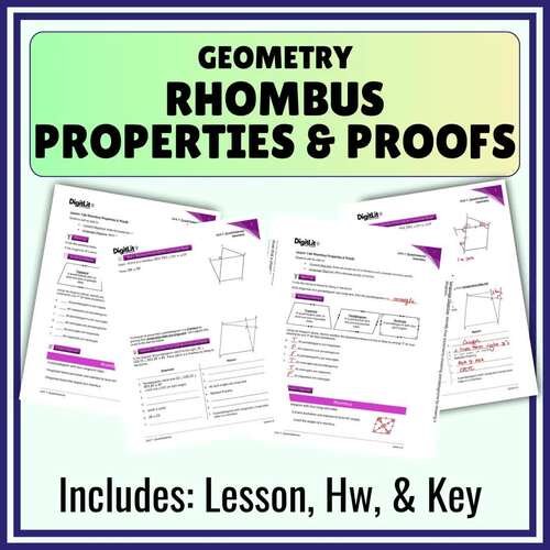 Rhombus Properties & Proofs Guided Notes & Worksheets | 9th-11th Grade ...