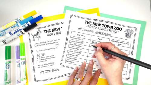 Project Based Learning Math Area & Perimeter Zoo Assignment Digital ...