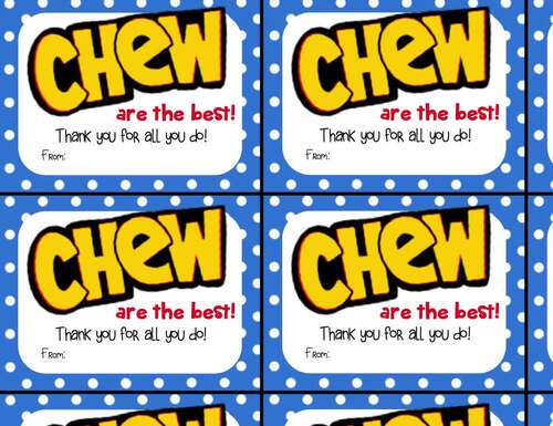 Chewy Granola Bars Teacher (Staff) Appreciation Gift Tag- Chew are the ...