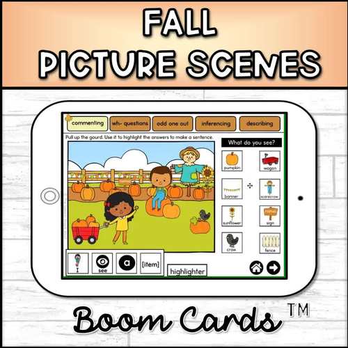 Fall Picture Scenes BOOM Cards™- language targets by The Speech Shack