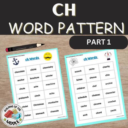 PHONICS FOR OLDER STUDENTS : CH WORD PATTERN, PART 1, WORKSHEETS