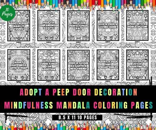 Adopt A Peep Door Decorations Saying, Craft Coloring Pages No Prep PDF