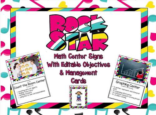 Math Center Signs With Editable Objectives | Center Posters | TPT