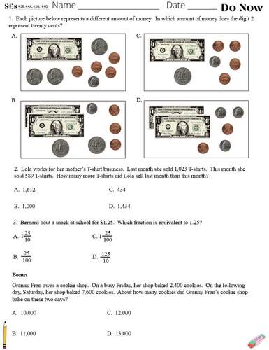 4th Grade Math DO NOWs (Bell Ringers) by The Striped Apple | TPT