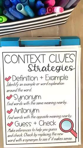 Context Clues Reading Passages Worksheet, Task Cards, Anchor Charts