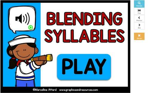 BLENDING SYLLABLES BOOM CARDS ACTIVITY PHONOLOGICAL AWARENESS DIGITAL ...