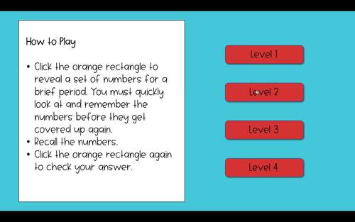 Numbers Memory and Sequencing Digital Interactive Game by Pink Pomelo