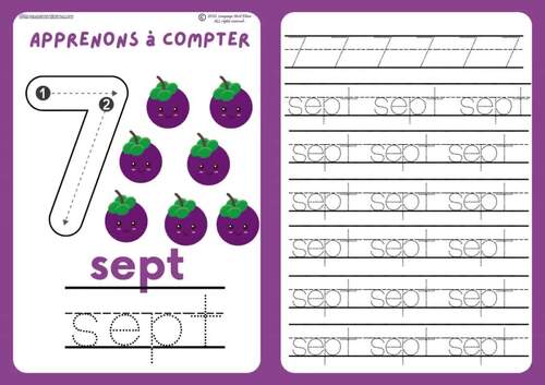 FRENCH Number Tracing Flashcards, Printable, Counting, Learn Numbers ...