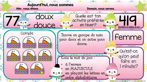 Routines du jour 1re-2e année - 180 jours by Madame Pascale | TPT