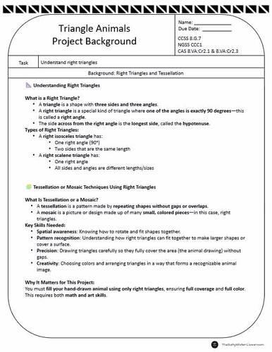 Right Angle Safari: Triangle Animals Art Project by Salty Water Classroom