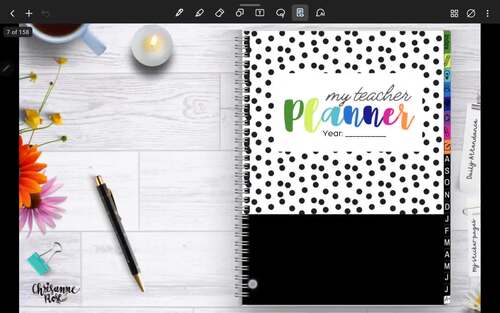 Undated Digital Teacher Planner for Goodnotes, Tablets + Stickers (Aug-Jul)