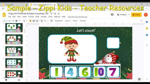 Christmas themed Number Counting (1-20) – 40 Google slides/ PowerPoint ...