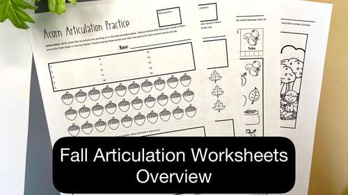 Fall Themed Speech Therapy Articulation Worksheets and Activities | No Prep