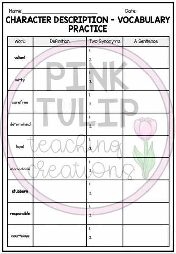 Character Description - Narrative Writing Worksheets | TPT