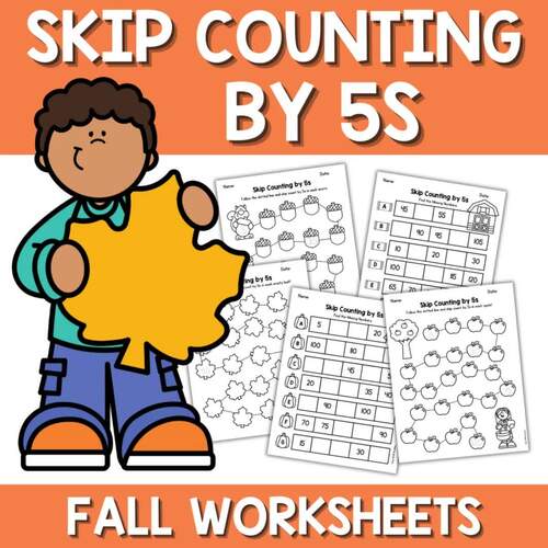 Fall Skip Counting by 5 Worksheets Count by five 5s Math Center Station