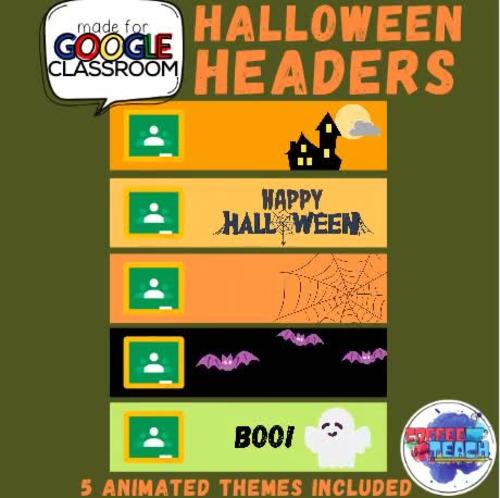 Halloween Google Classroom Headers | Animated | October | Fall Fun