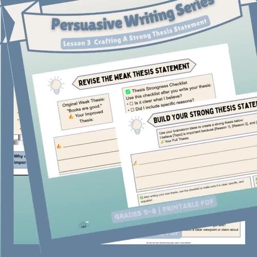 Persuasive Writing 3: Craft A Strong Thesis Statement | Grades 5–8 ...