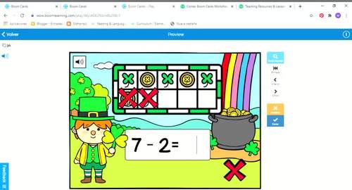 BOOM CARDS San Patricio: Restas números 1-10 St. Patrick's Day Distance ...