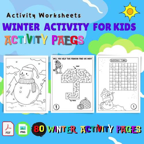 Winter Activity Book For Kids / Winter Children Coloring Printable Pages
