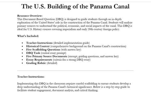 U.S. Building of the Panama Canal DBQ by PBL History & Civics | TPT