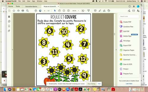 French Roule et couvre - Roll and Cover Math Mats by Maternelle avec ...