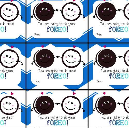 Oreo Testing Motivation Treat Tags- You are going to do great fOREO!