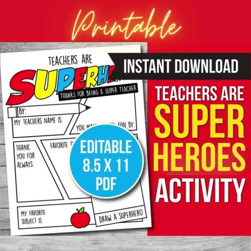 My Teacher is a Superhero Classroom Coloring Activity, Printable ...
