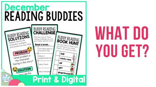 Reading Buddies Winter Holiday Literacy Activities and Bookmarks