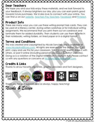 Critical Thinking Writing Prompt Task Cards by Nicole and Eliceo