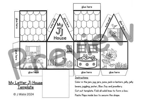 Alphabet Crafts 3D House Worksheets Letter Jj Activities & Letter ...