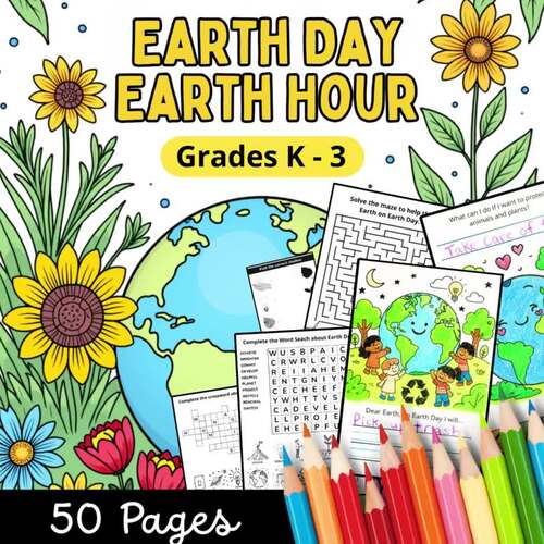 Earth Day | Earth Hour Worksheets Coloring page, Writing, Reading ...